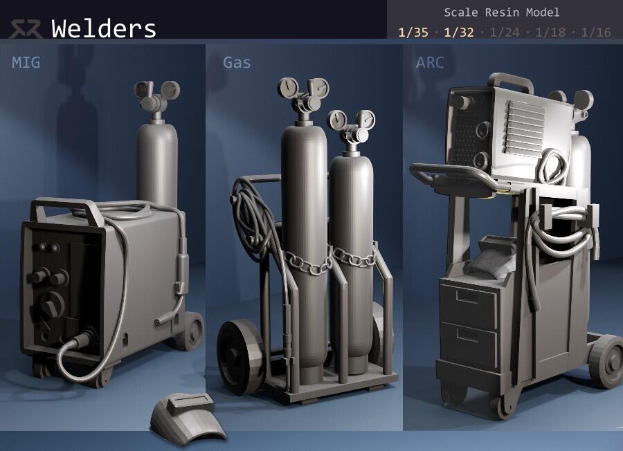 Welders (MIG, Gas and ARC) - 1/35, 1/32 resin model