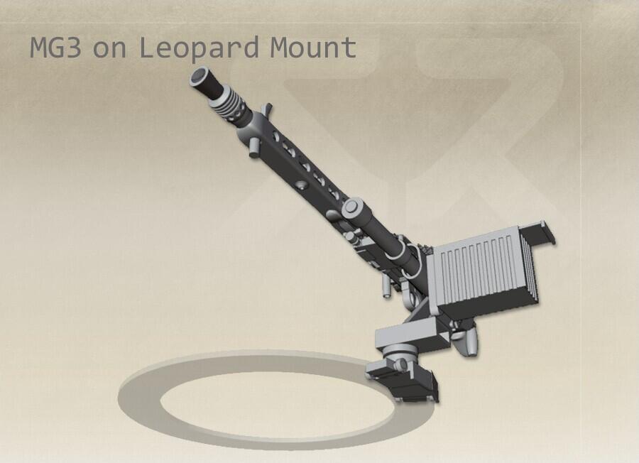 MG3 (MG 3) Machine Gun on Leopard Tank Mount - 1/18, 1/16 resin model