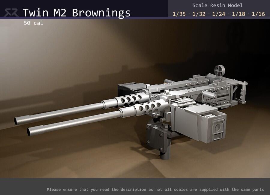 Twin M2 50 cal Brownings - 1/35, 1/32, 1/24, 1/18, 1/16 resin model
