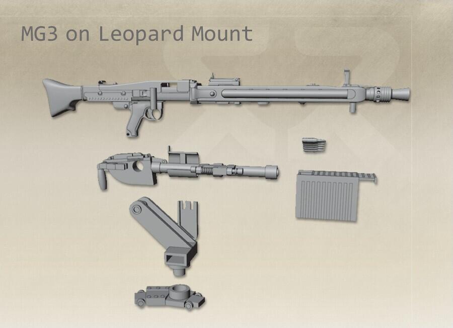 MG3 (MG 3) Machine Gun on Leopard Tank Mount - 1/18, 1/16 resin model