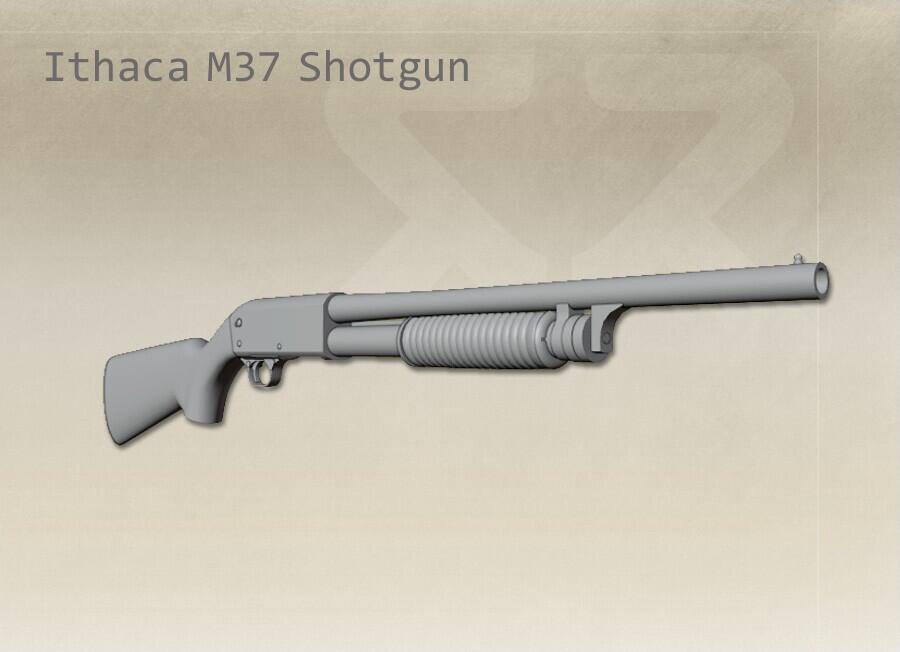 M37 Ithaca Shotgun - 1/35, 1/32, 1/24, 1/18, 1/16 resin model