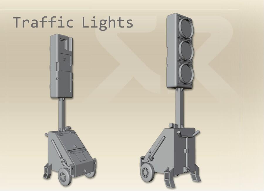 1/32 or 1/35 Portable / Temporary Traffic Lights x2 (ID 17.12)