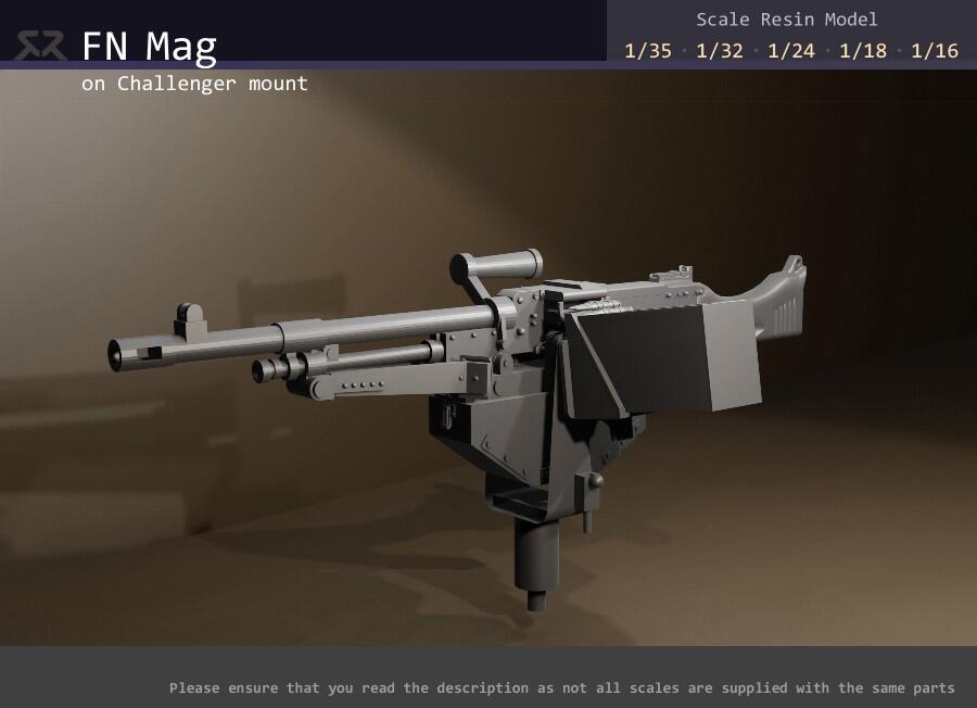 FN MAG (GPMG L7A2) on Challenger Mount -1/35, 1/32, 1/24, 1/18, 1/16 ...