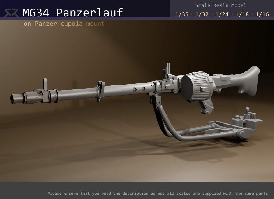 MG34 (MG 34) on Panzer mount - 1/35, 1/32, 1/24, 1/18, 1/16 resin model