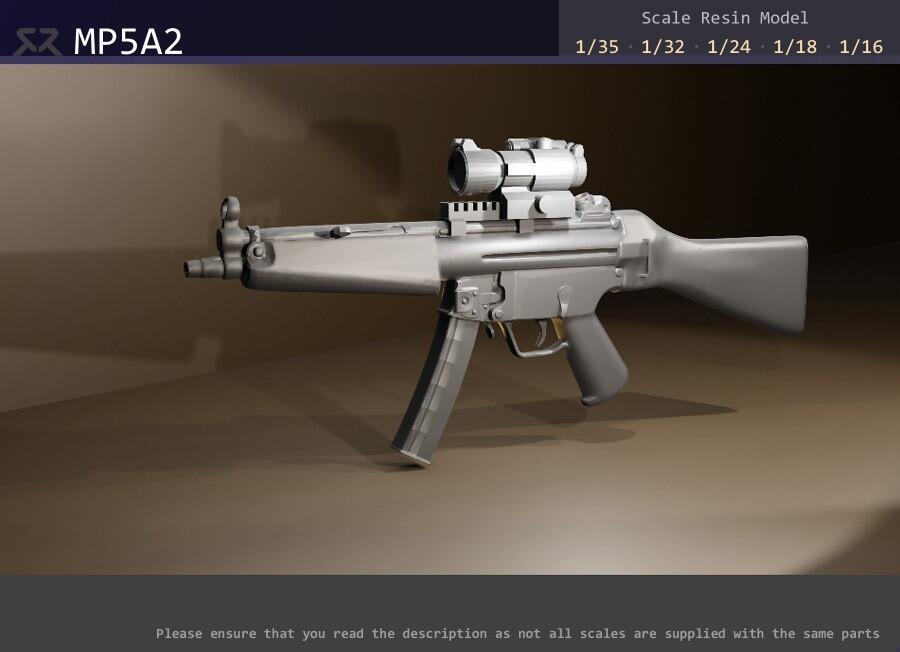 MP5A2 (MP5 A2 or MP 5A2) - 1/35, 1/32, 1/18, 1/16 resin model