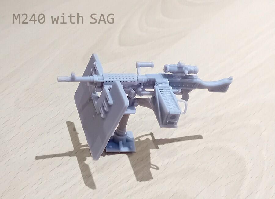 M240 Machine Gun with SAG shield - 1/35, 1/32, 1/24, 1/18, 1/16 resin model