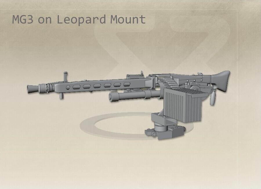 MG3 (MG 3) Machine Gun on Leopard Tank Mount - 1/18, 1/16 resin model
