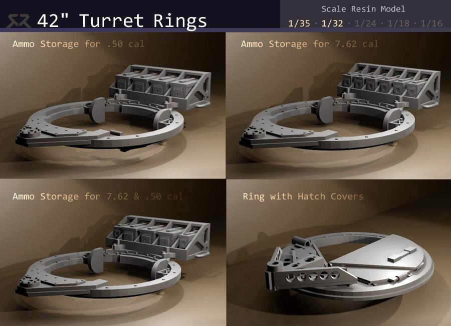 42" Turret Rings - 1/35, 1/32 resin model