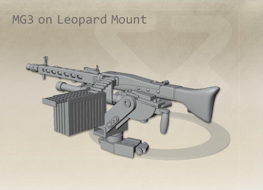 MG3 (MG 3) Machine Gun on Leopard Tank Mount - 1/18, 1/16 resin model