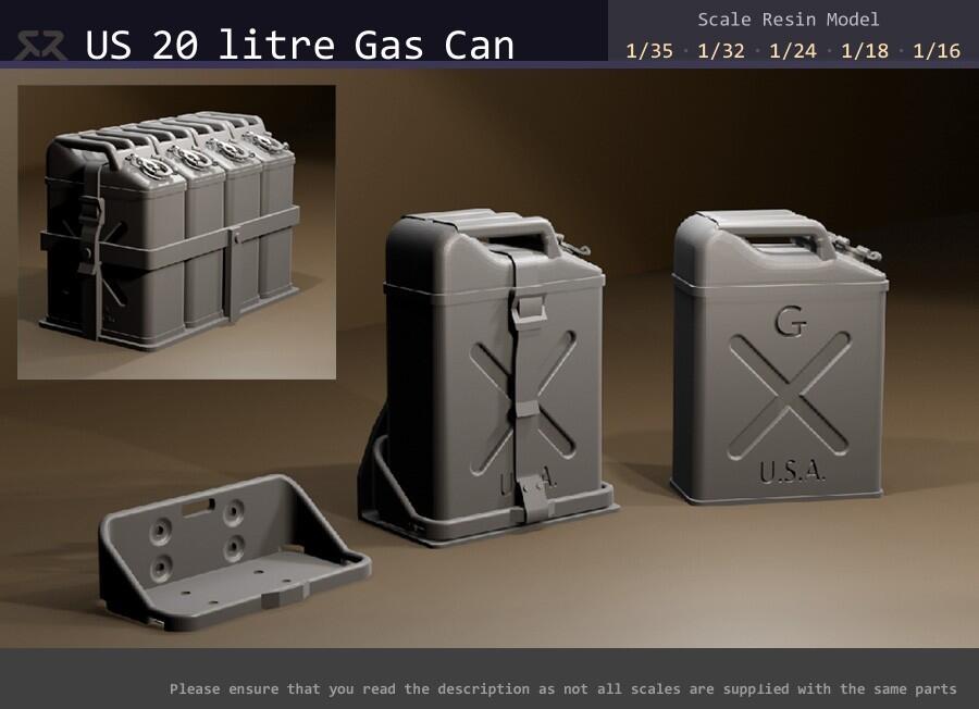 US 20 litre WW2 Gas (fuel, jerry) Can - 1/35, 1/32, 1/24, 1/18, 1/16 ...