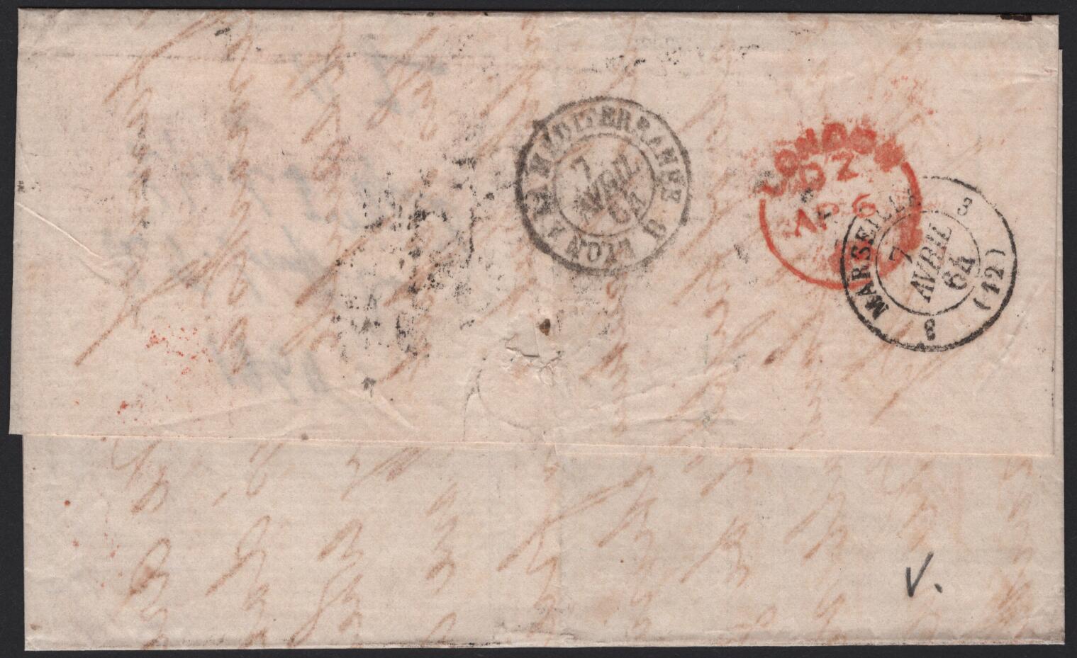 Wrapper from Liverpool to Marseille with 2d Late Fee paid by 2x 1d red ...