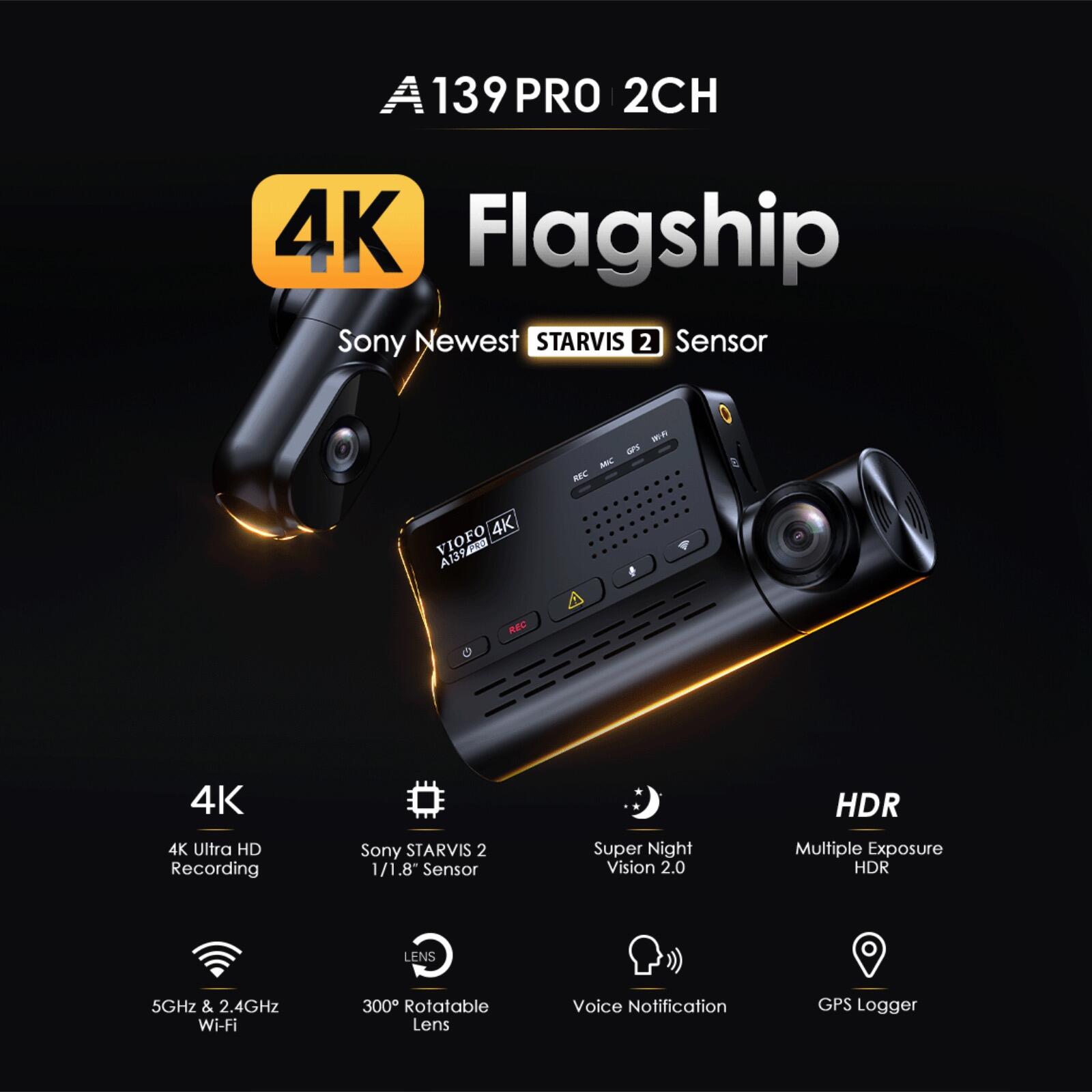 VIOFO A139 Pro 4K HDR Dash Cam STARVIS Sensor, Front And, 06/23/2024