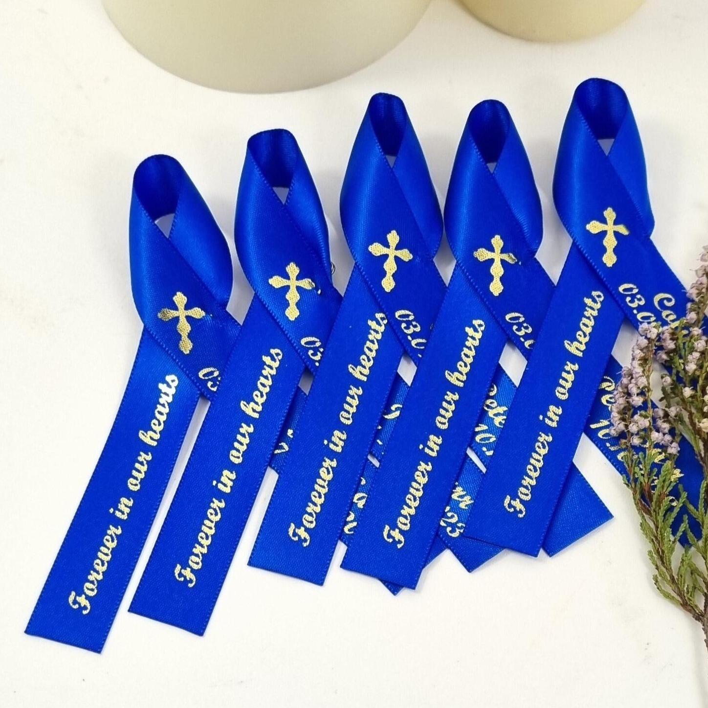 Cross Or Other Artwork. Personalised Memorial Ribbon Funeral Favours ...