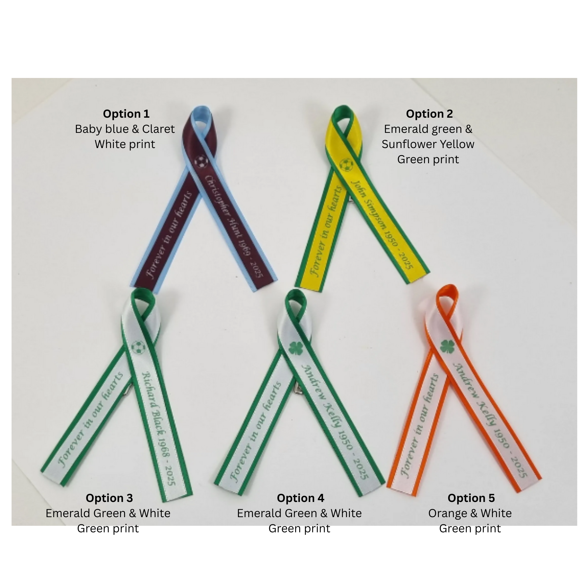 Football Silhouette Memorial Ribbons - Single Loop Memorial ribbon made ...
