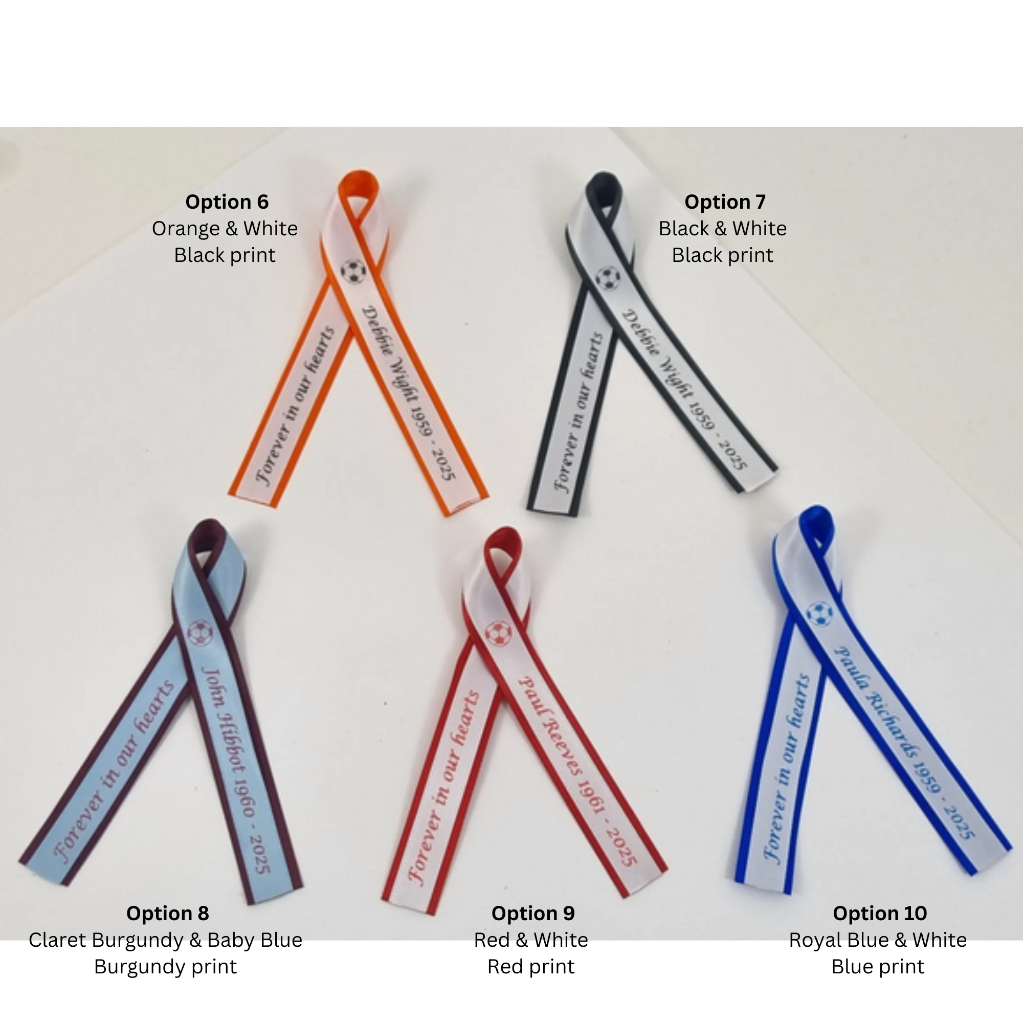 Football Silhouette Memorial Ribbons - Single Loop Memorial ribbon made ...