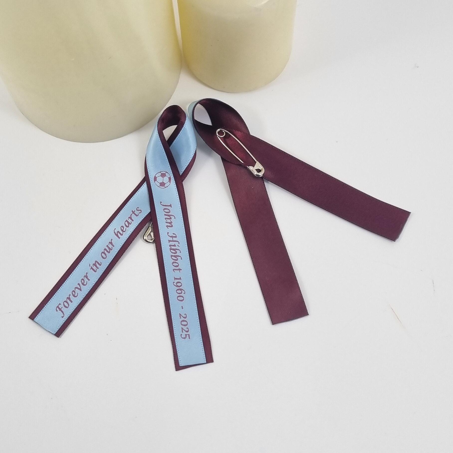 Football Silhouette Memorial Ribbons - Single Loop Memorial ribbon made ...