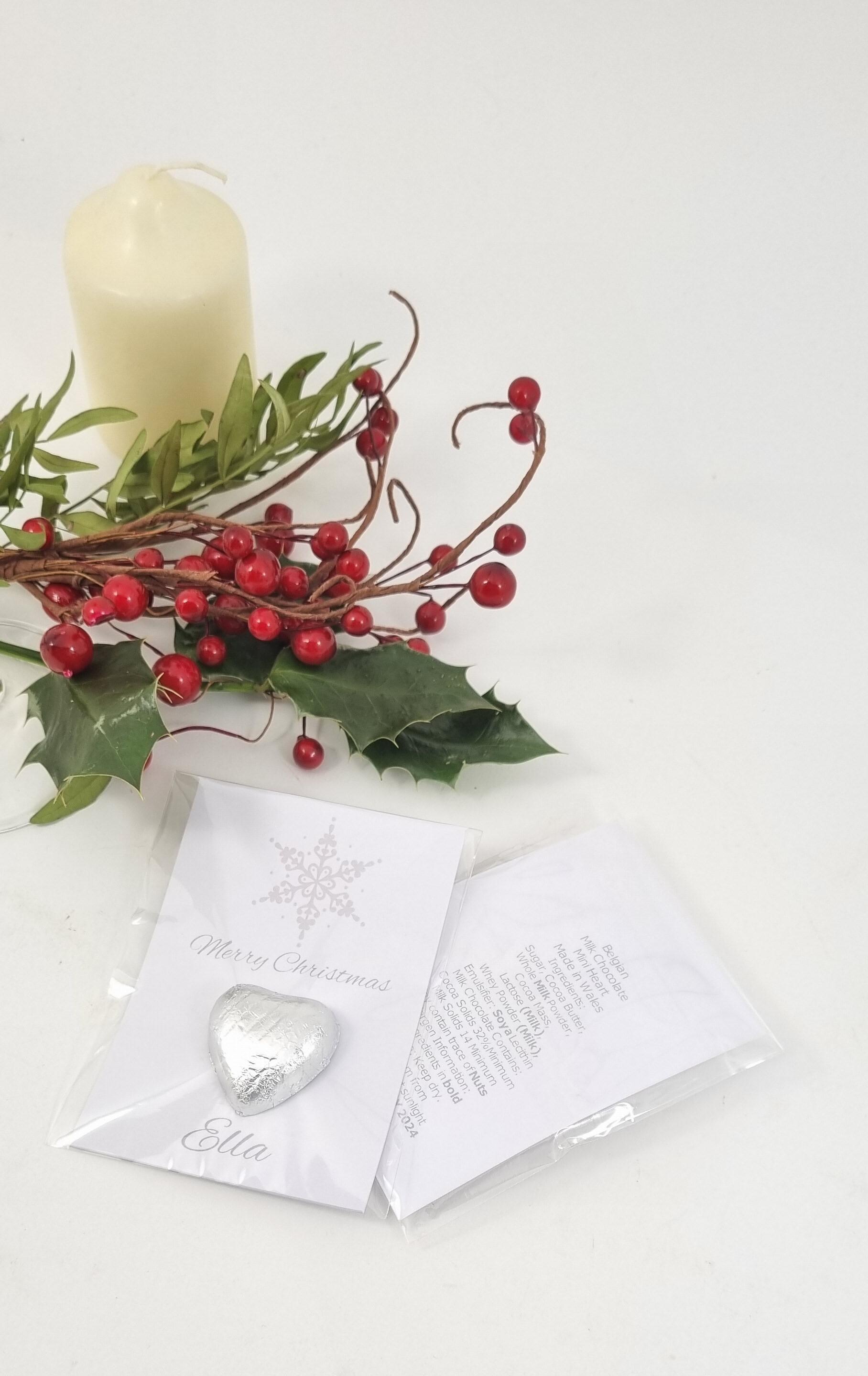 Snowflake Christmas Table Gifts. Personalised Christmas Table Favours.