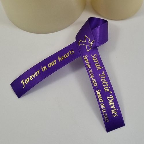 MEMORIAL RIBBONS, FUNERAL FAVOURS, BADGES