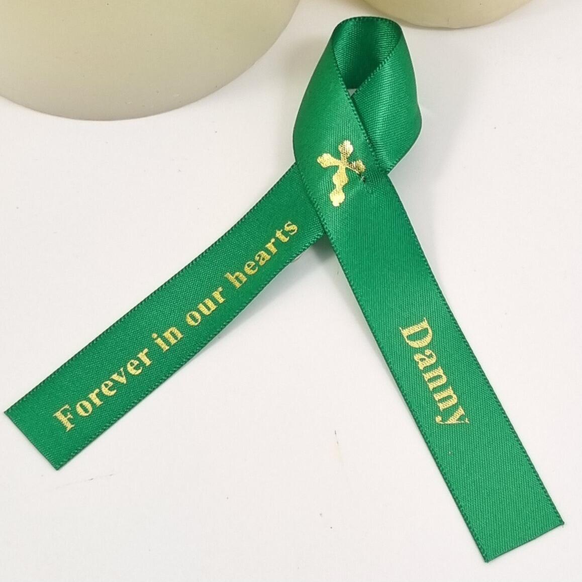Cross Or Other Artwork. Personalised Memorial Ribbon Funeral Favours ...