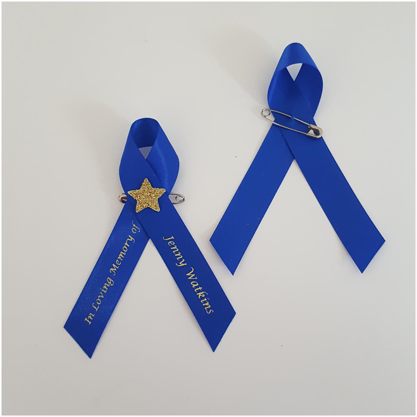 Memorial Ribbon With Star Personalised Funeral Ribbons