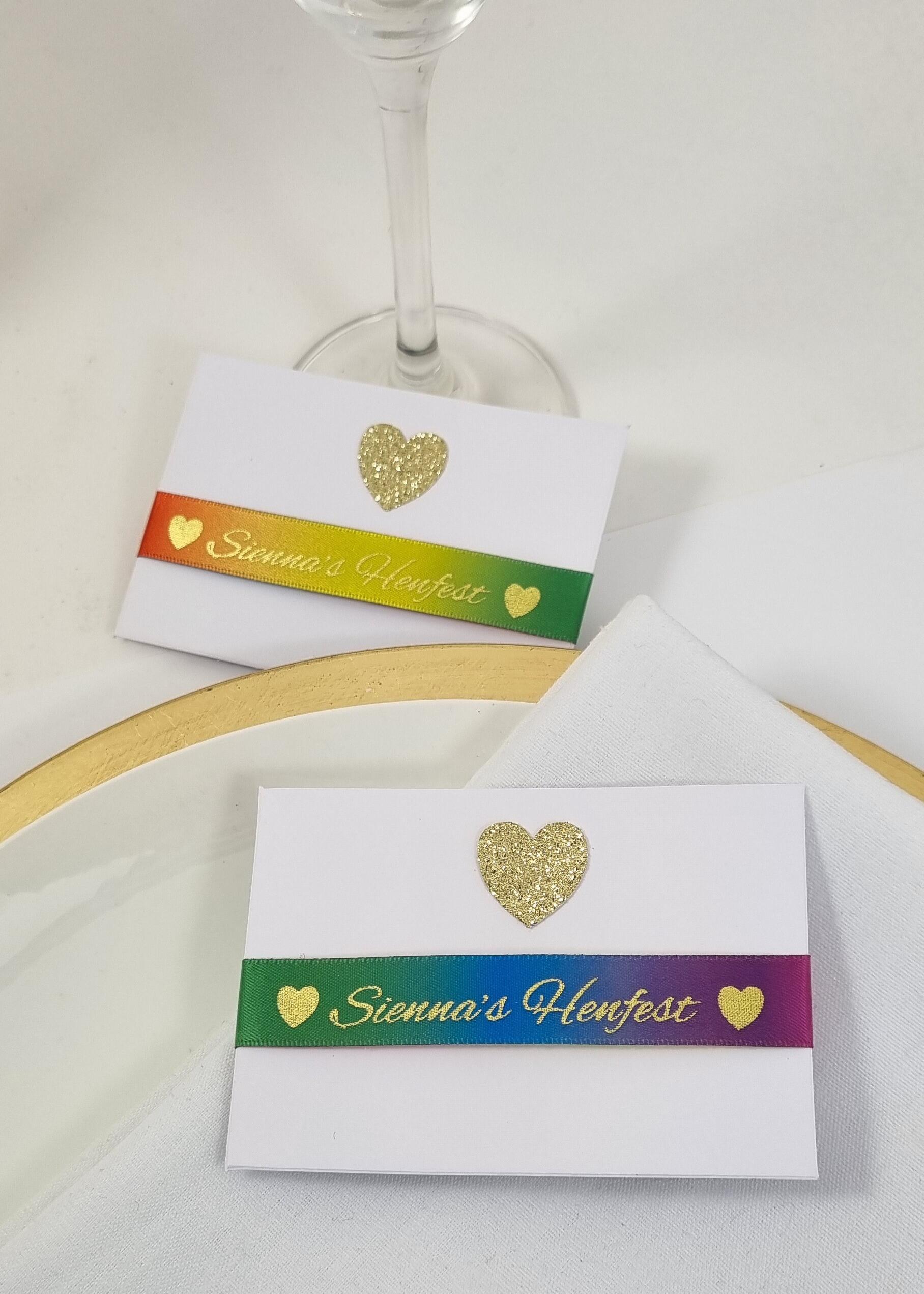 Hen Party Rainbow Wristbands. Personalised Hen Ribbon Gifts, With Gold ...