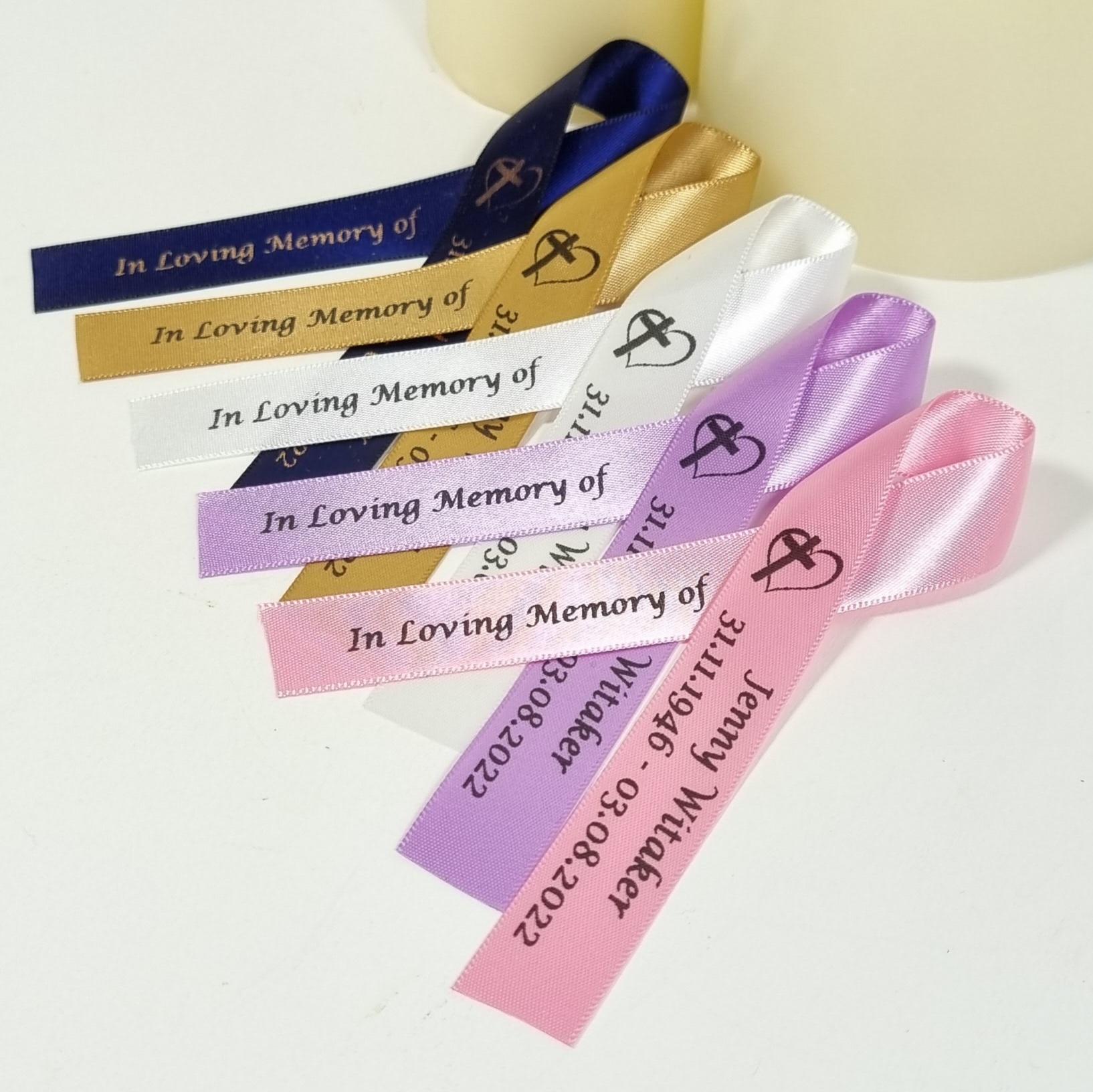White Memorial Ribbons - Or Choose Your Colour Personalised Funeral Ribbons