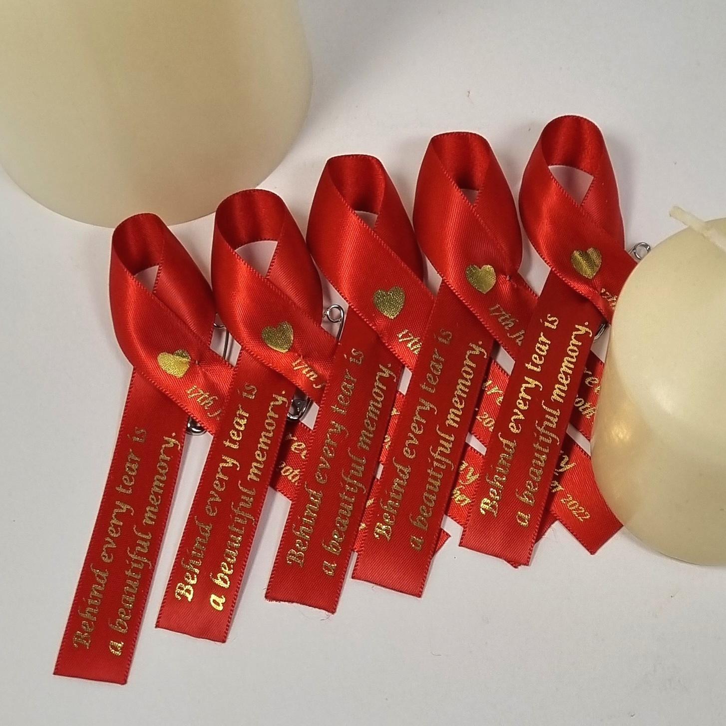 Red Memorial Ribbons - Or Choose Your Colour Personalised Funeral Ribbons