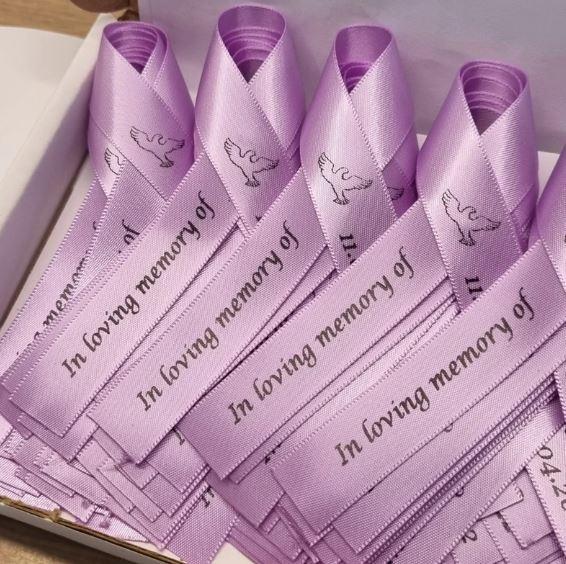 Dove Funeral Ribbons - Choose Your Artwork, Ribbon and Print Colour