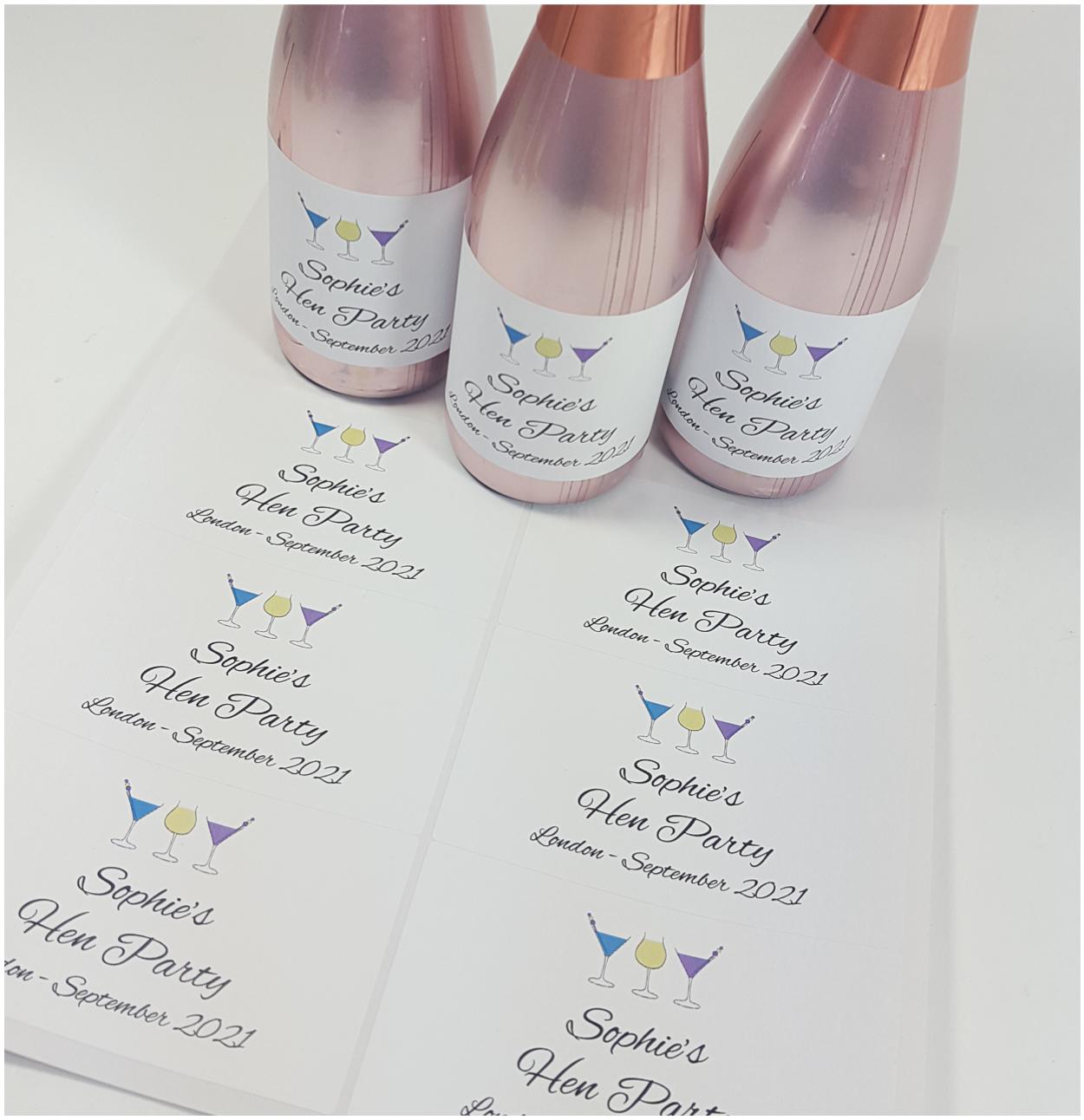 Any Text Cocktail Glasses Design Custom Stickers. Personalised Mini ...