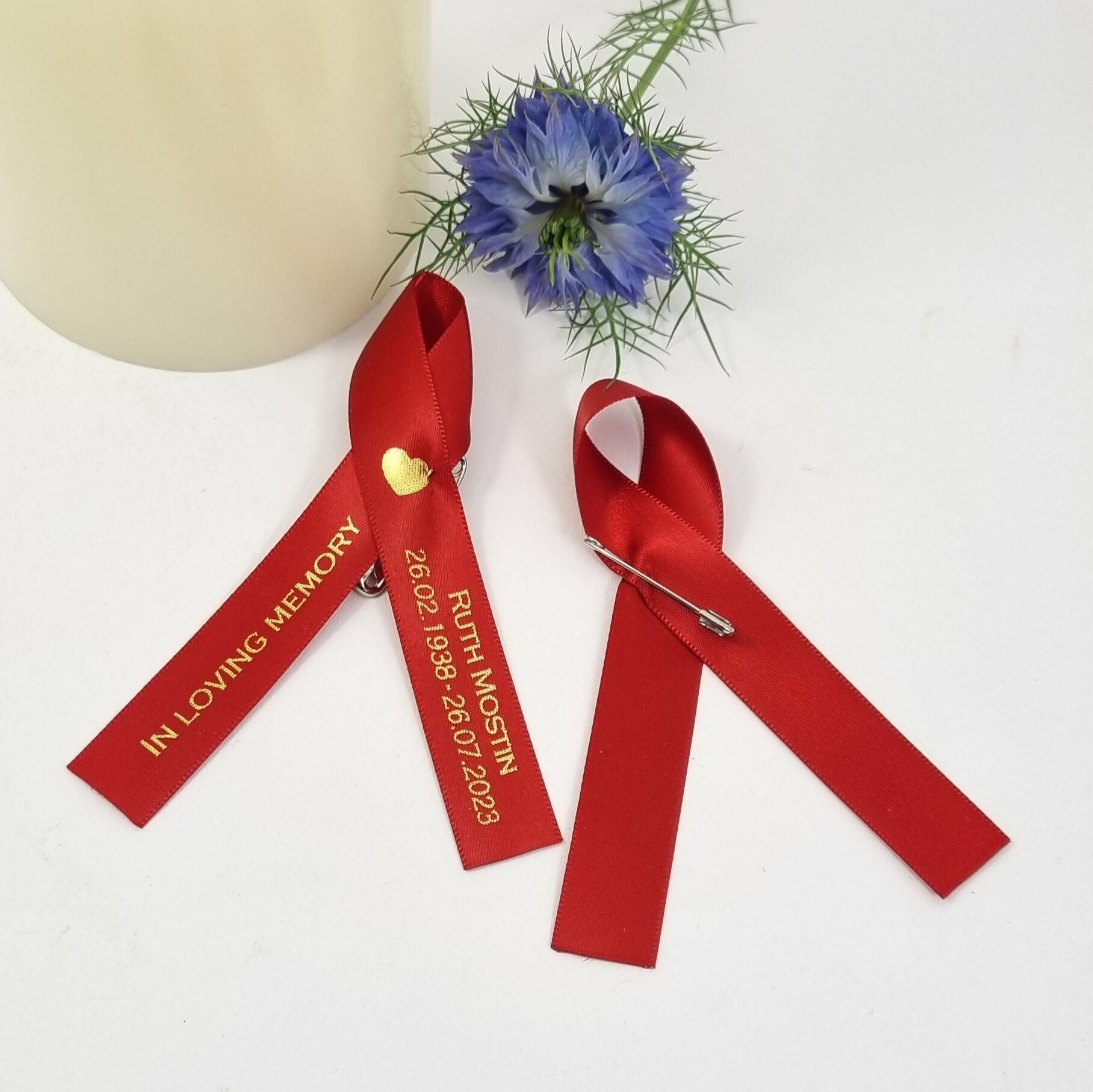 Pink Memorial Ribbons - Or Choose Your Colour Personalised Funeral Ribbons