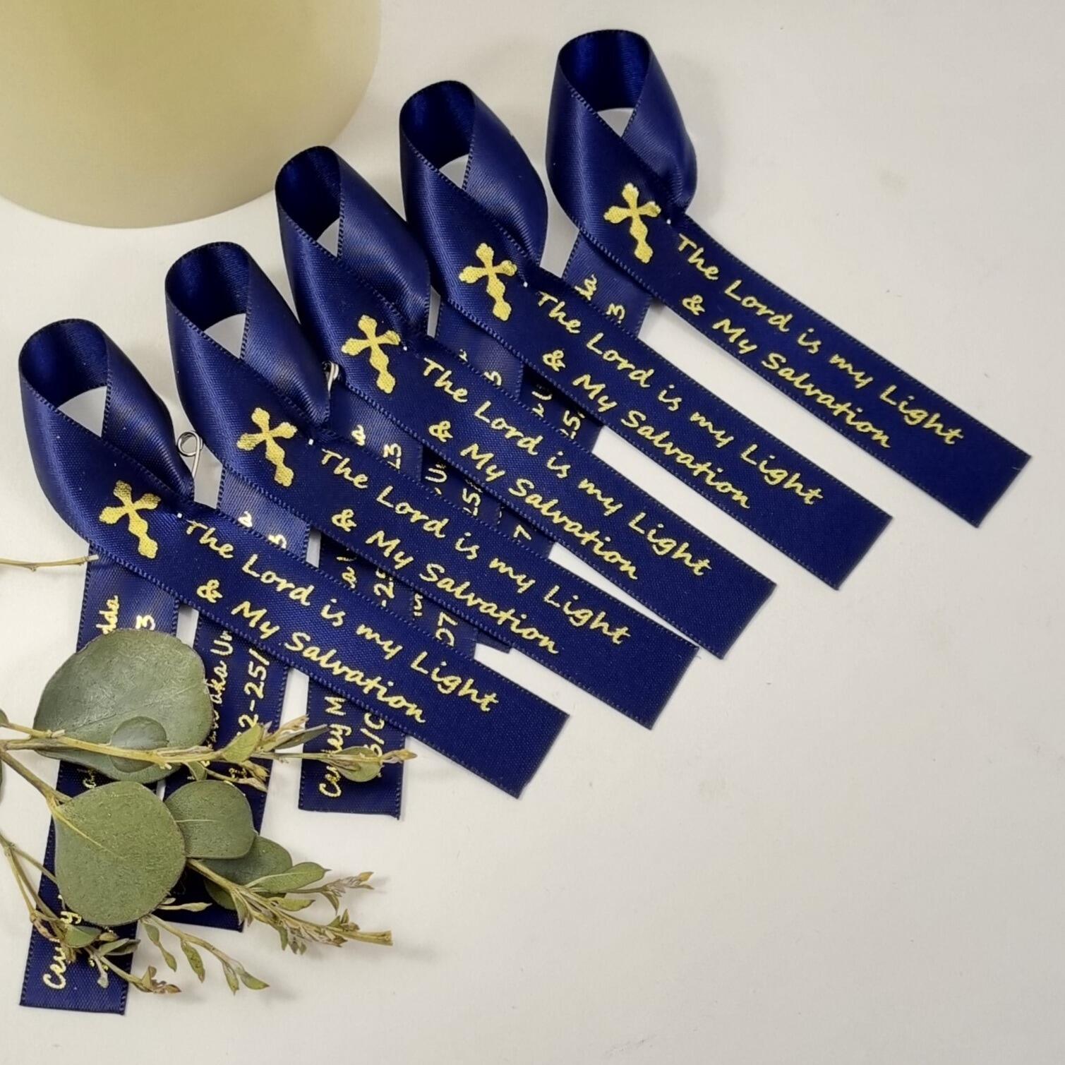 15 or 10mm Personalised Funeral Favors. Memorial Ribbons For Funeral ...