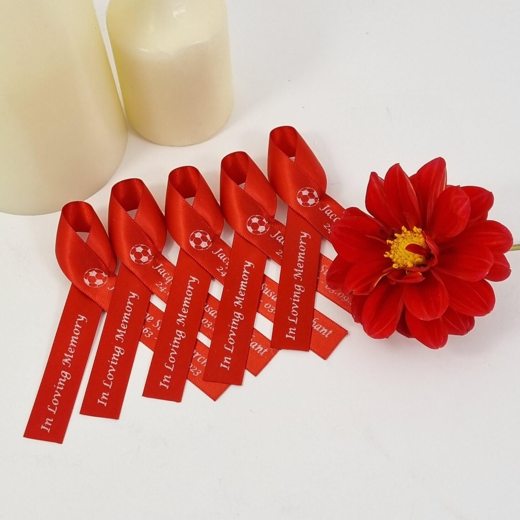 Red Memorial Ribbons - Or Choose Your Colour Personalised Funeral Ribbons