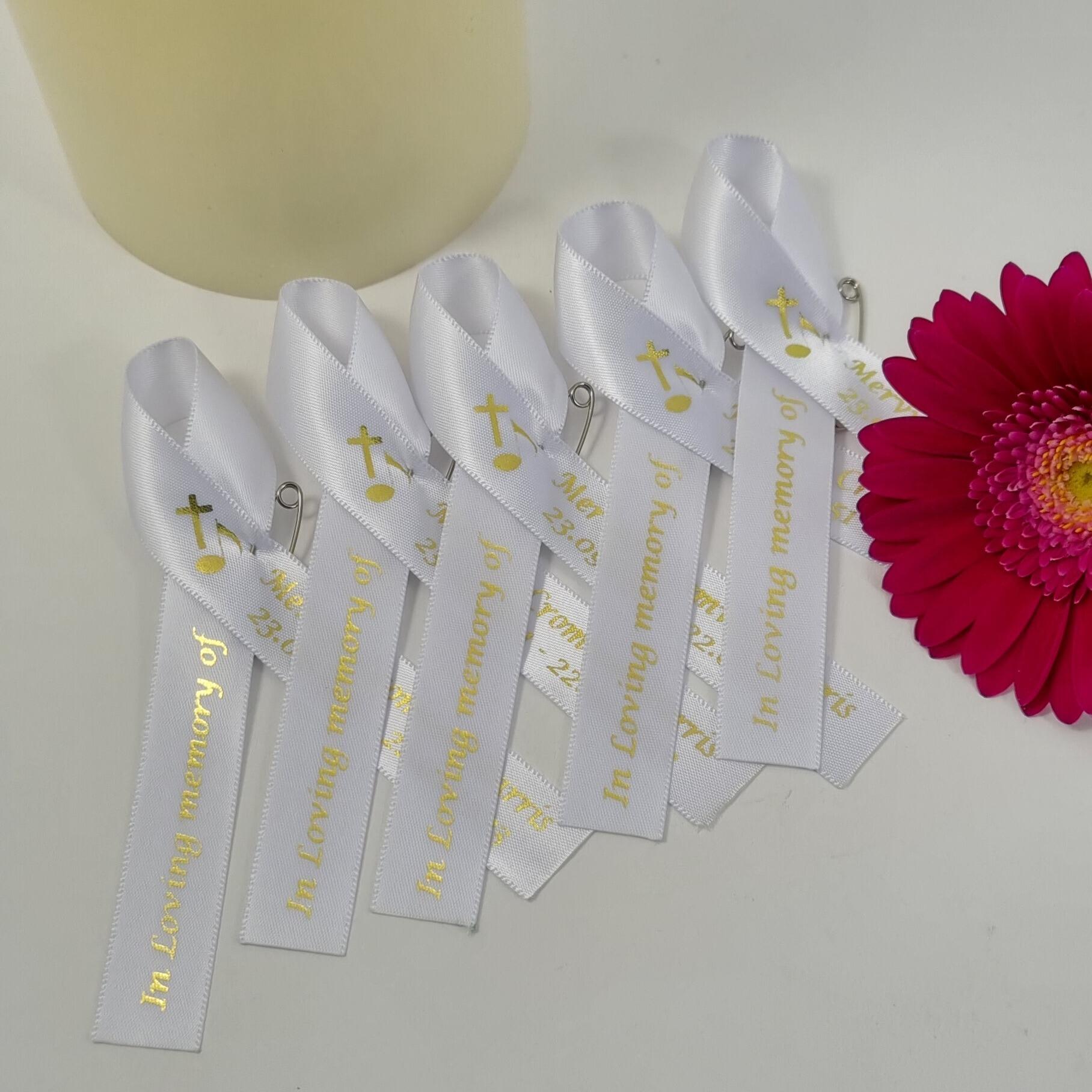 White Memorial Ribbons - Or Choose Your Colour Personalised Funeral Ribbons