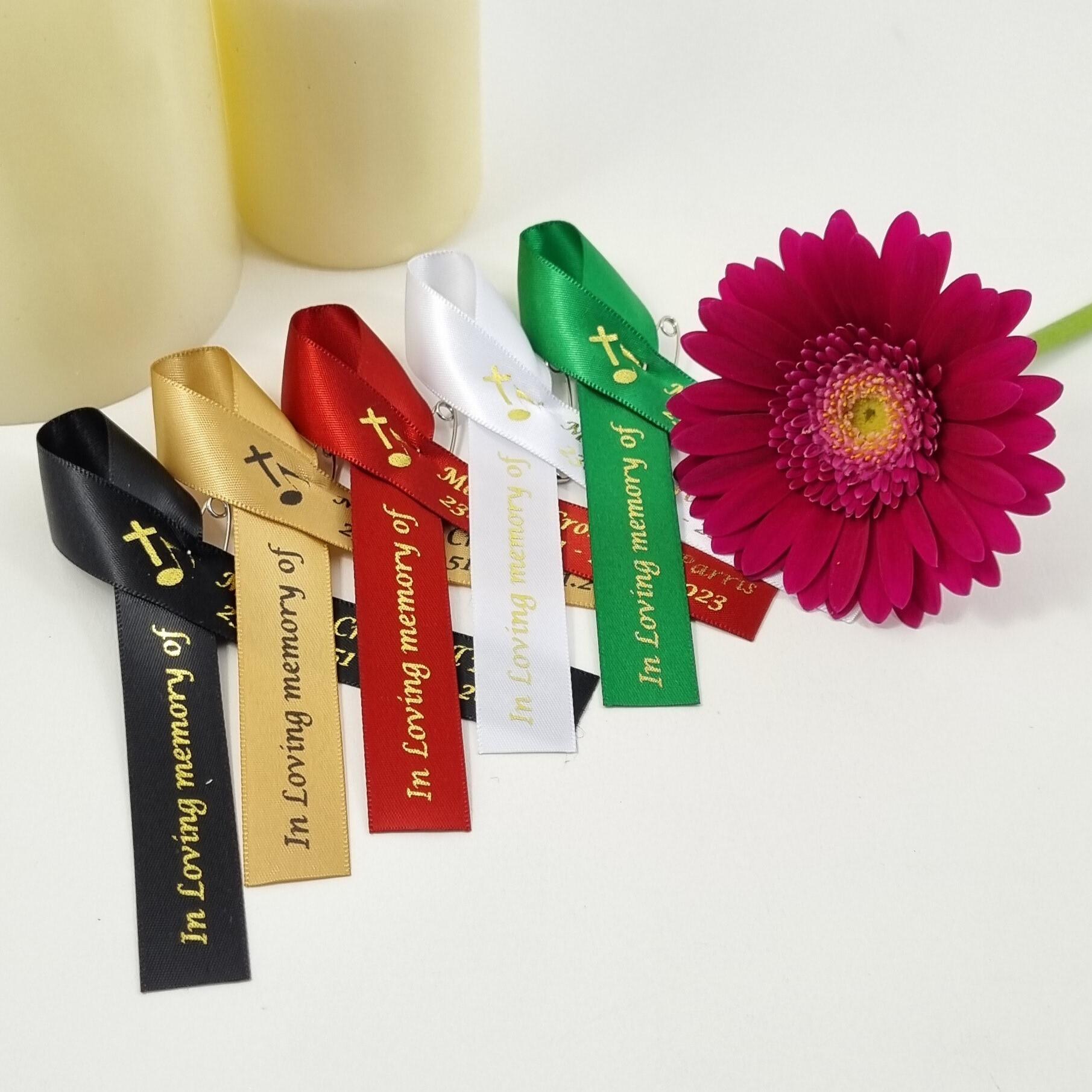 Yellow Memorial Ribbons -- Or Choose Your Colour Personalised Funeral ...