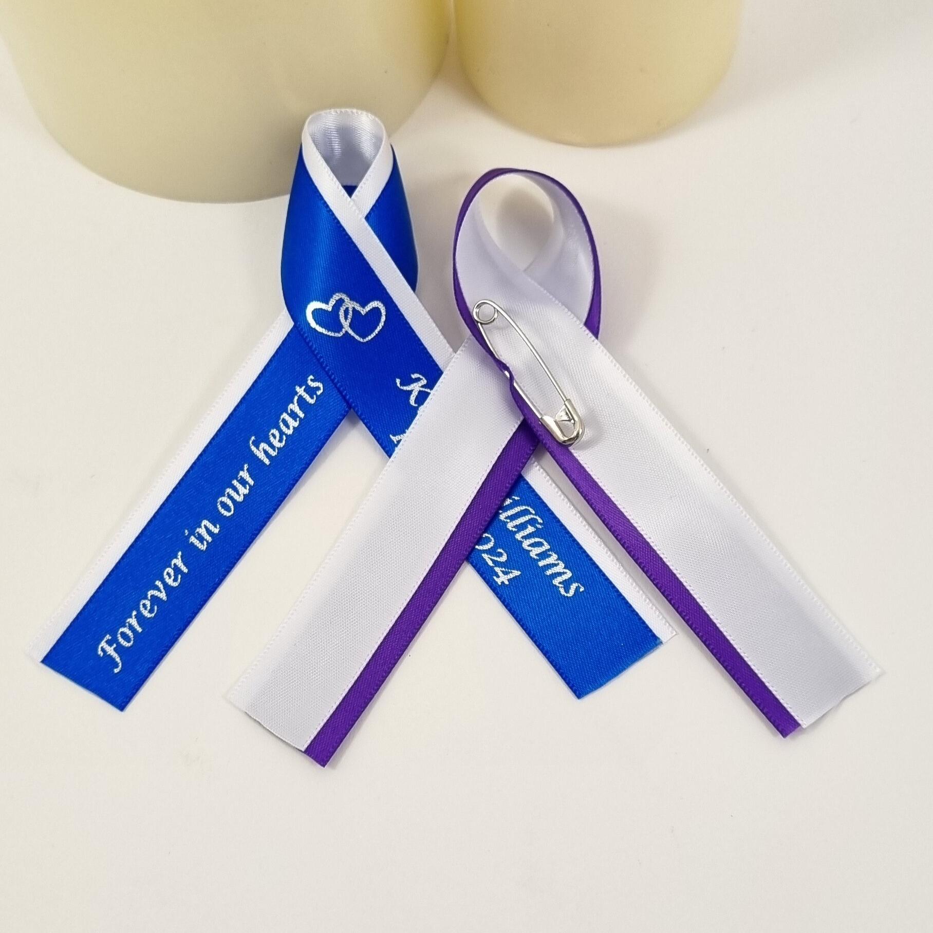 Personalised Funeral Favors. Double Layer Memorial Ribbons With Two ...