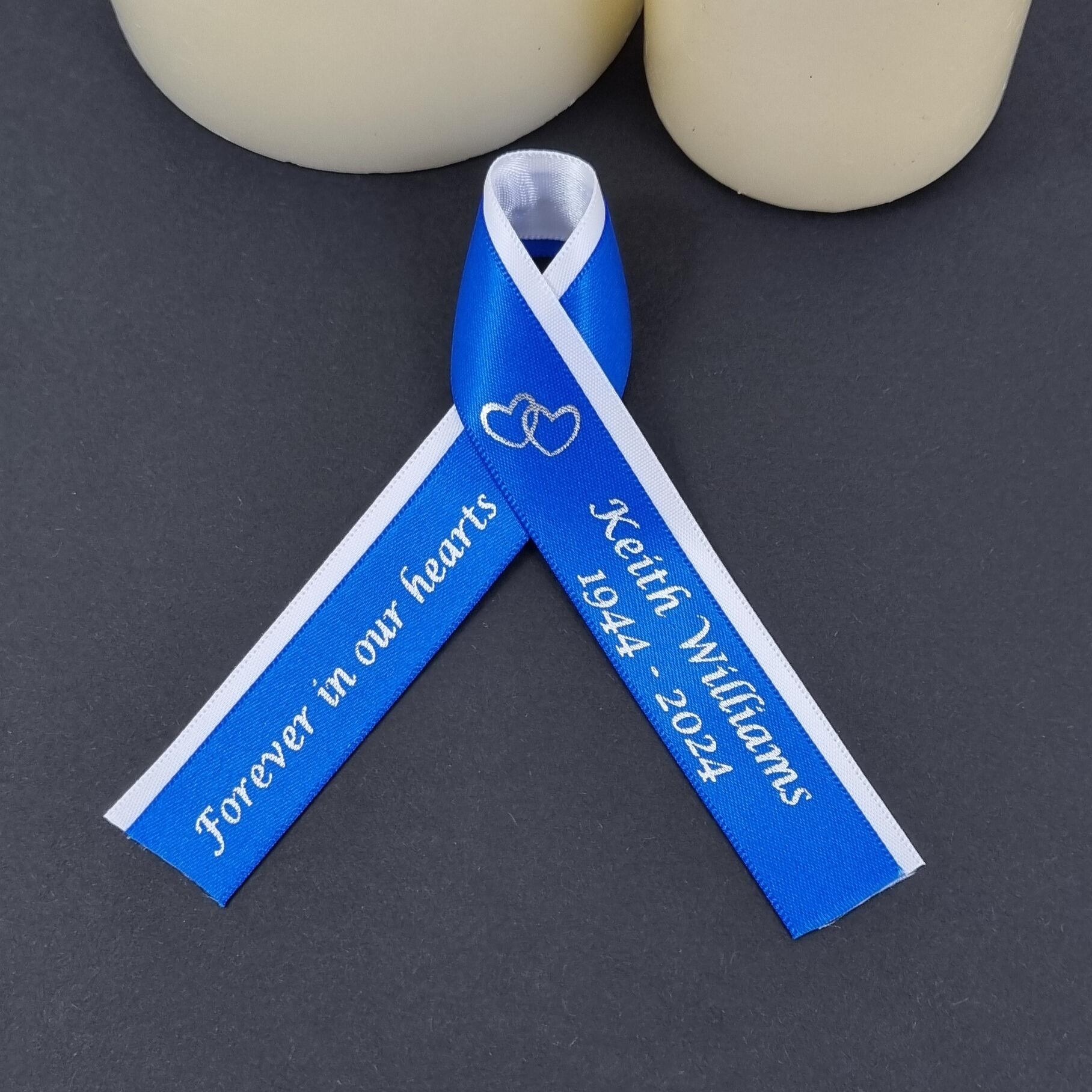 Personalised Funeral Favors. Double Layer Memorial Ribbons With Two ...