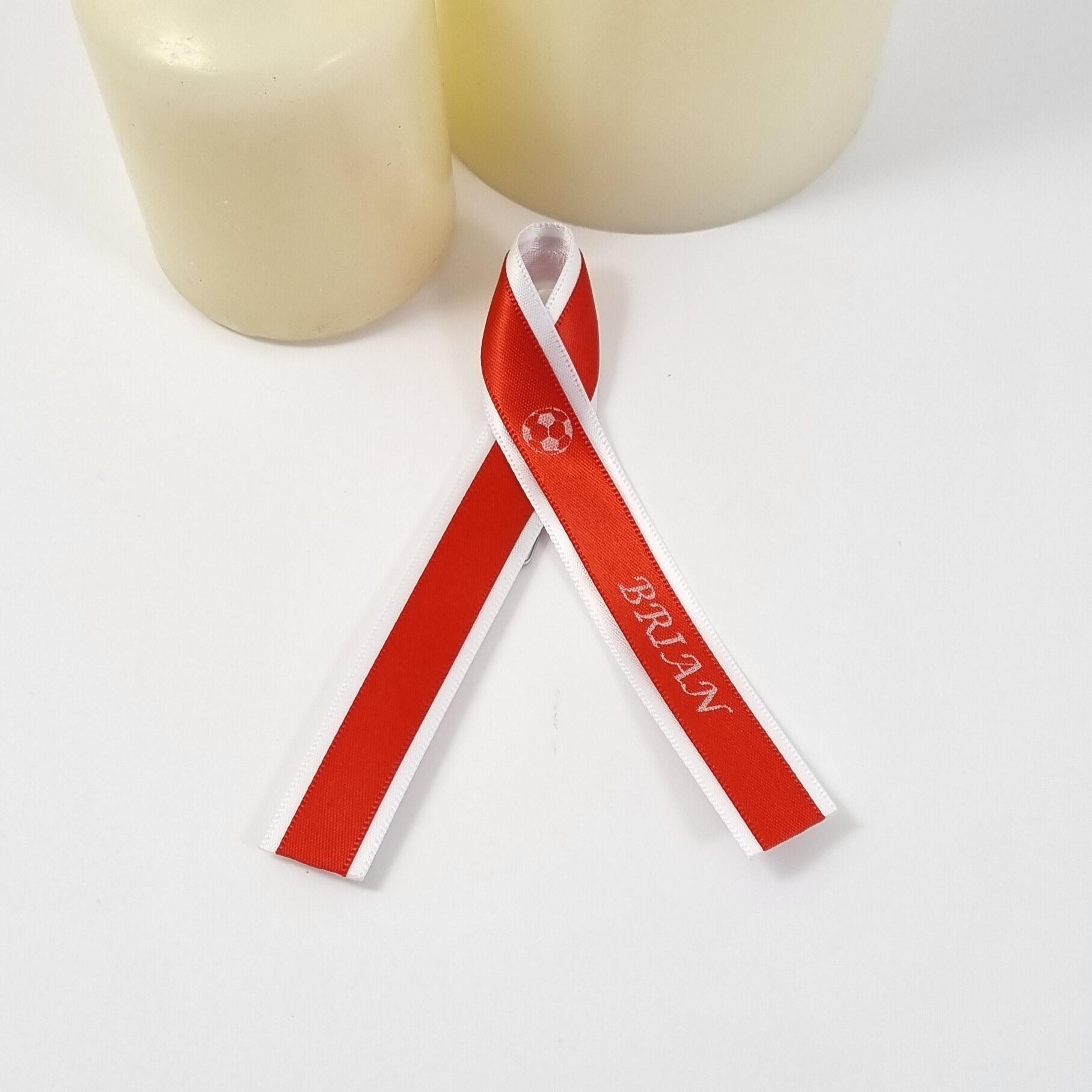 Football Silhouette Memorial Ribbons - Single Loop Memorial ribbon made ...