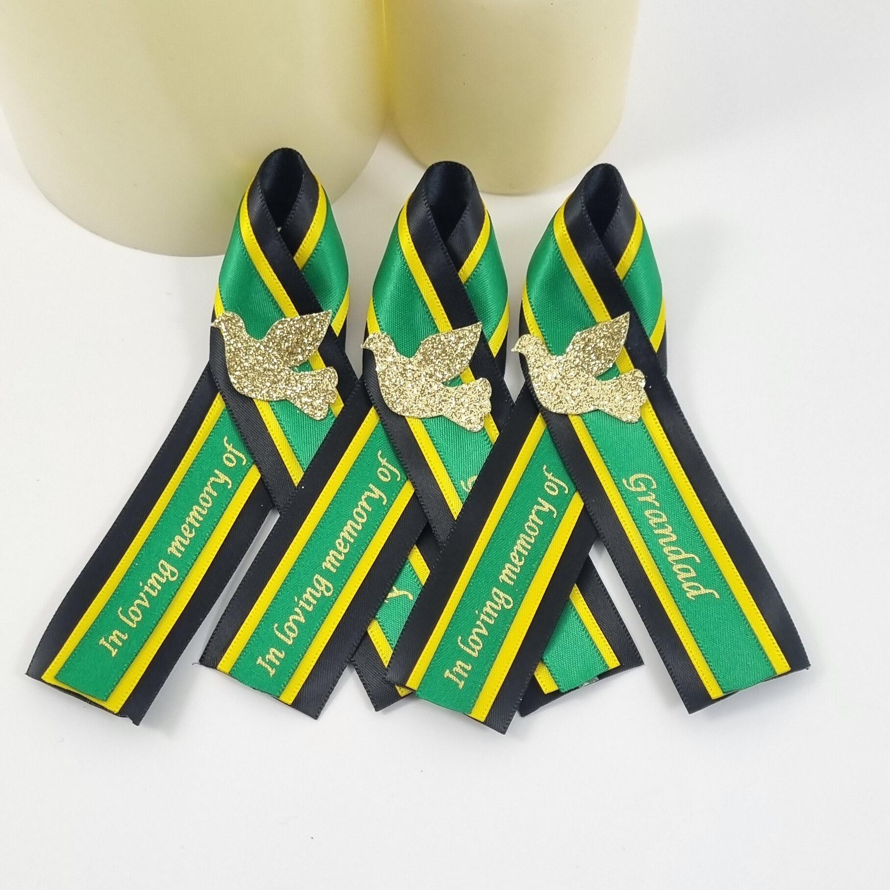 THREE Layer Personalised Ribbon Funeral Ribbons. Silhouette Memorial ...