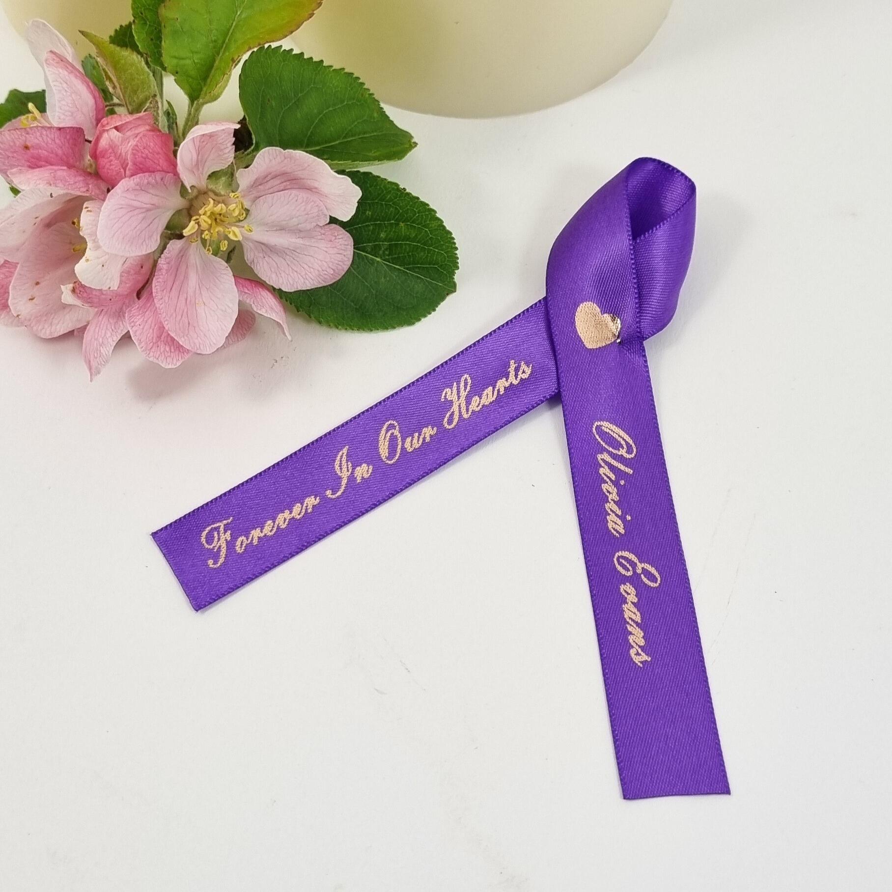 15 mm Guest Gift Funeral Favors. Personalised Memorial Ribbons For Funerals