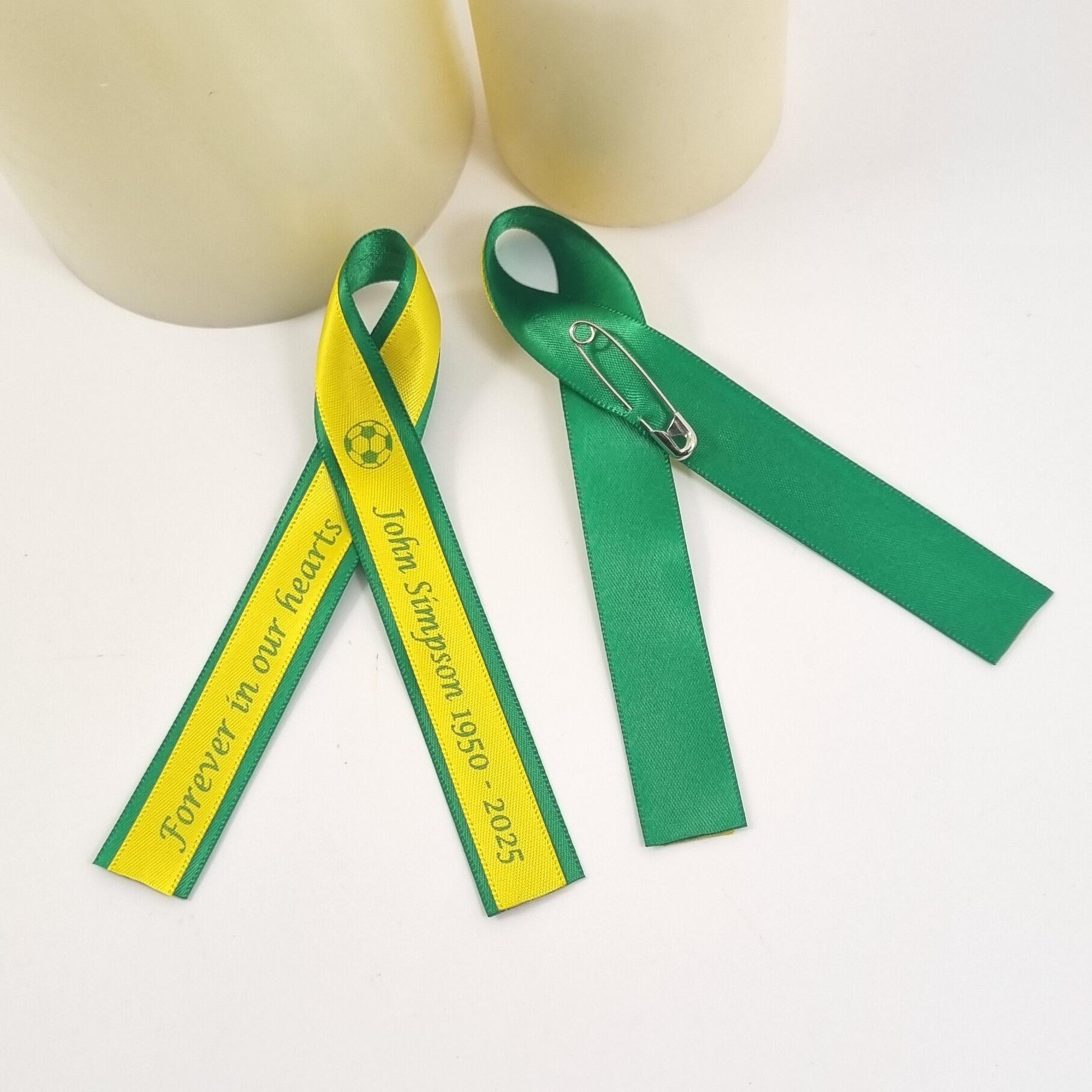 Football Silhouette Memorial Ribbons - Single Loop Memorial ribbon made ...
