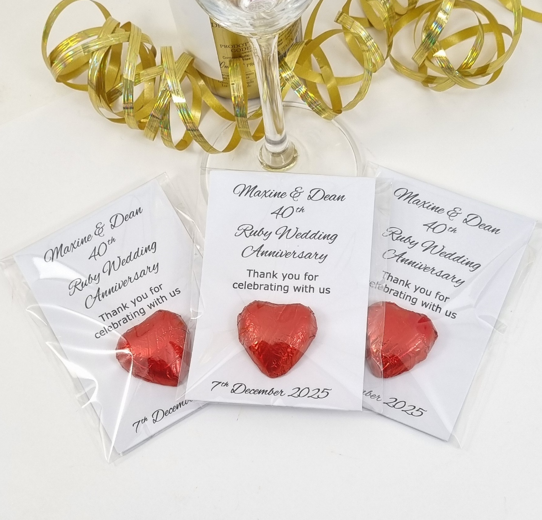 Personalised Ruby 40th Wedding Anniversary Favours, 50th Golden ...