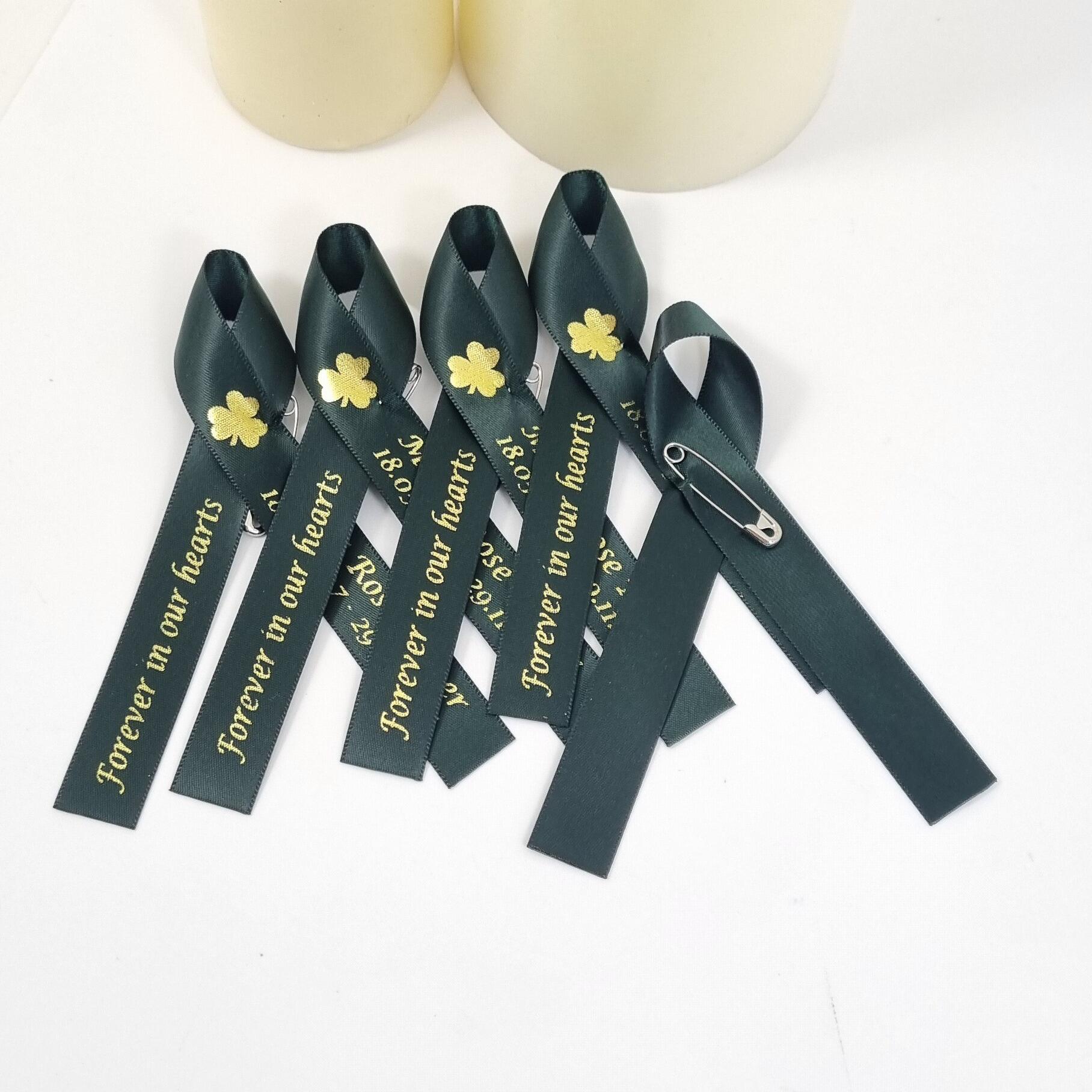 Double Hearts Or Any Artwork. Any Colour Personalised Funeral Ribbons ...