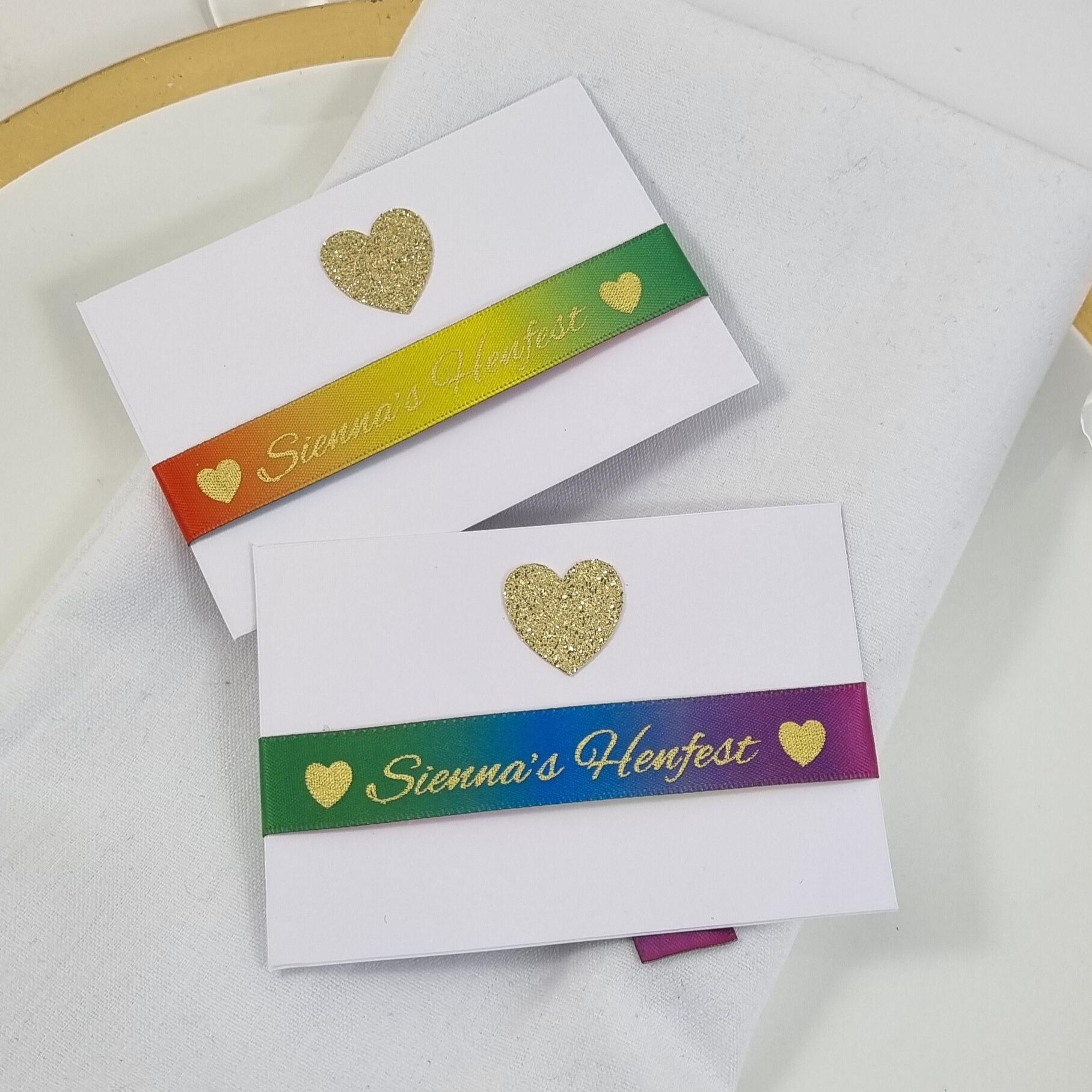 Hen Party Rainbow Wristbands. Personalised Hen Ribbon Gifts, With Gold ...