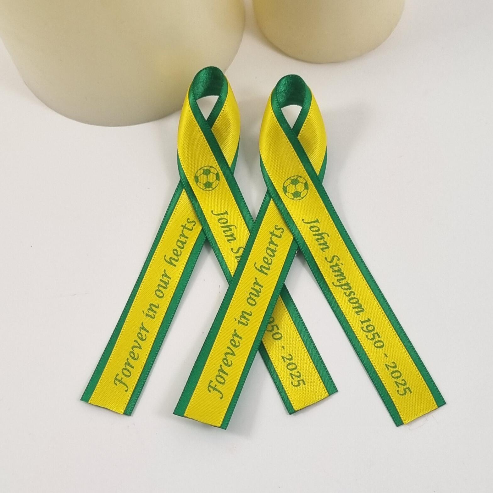 Football Silhouette Memorial Ribbons - Single Loop Memorial ribbon made ...