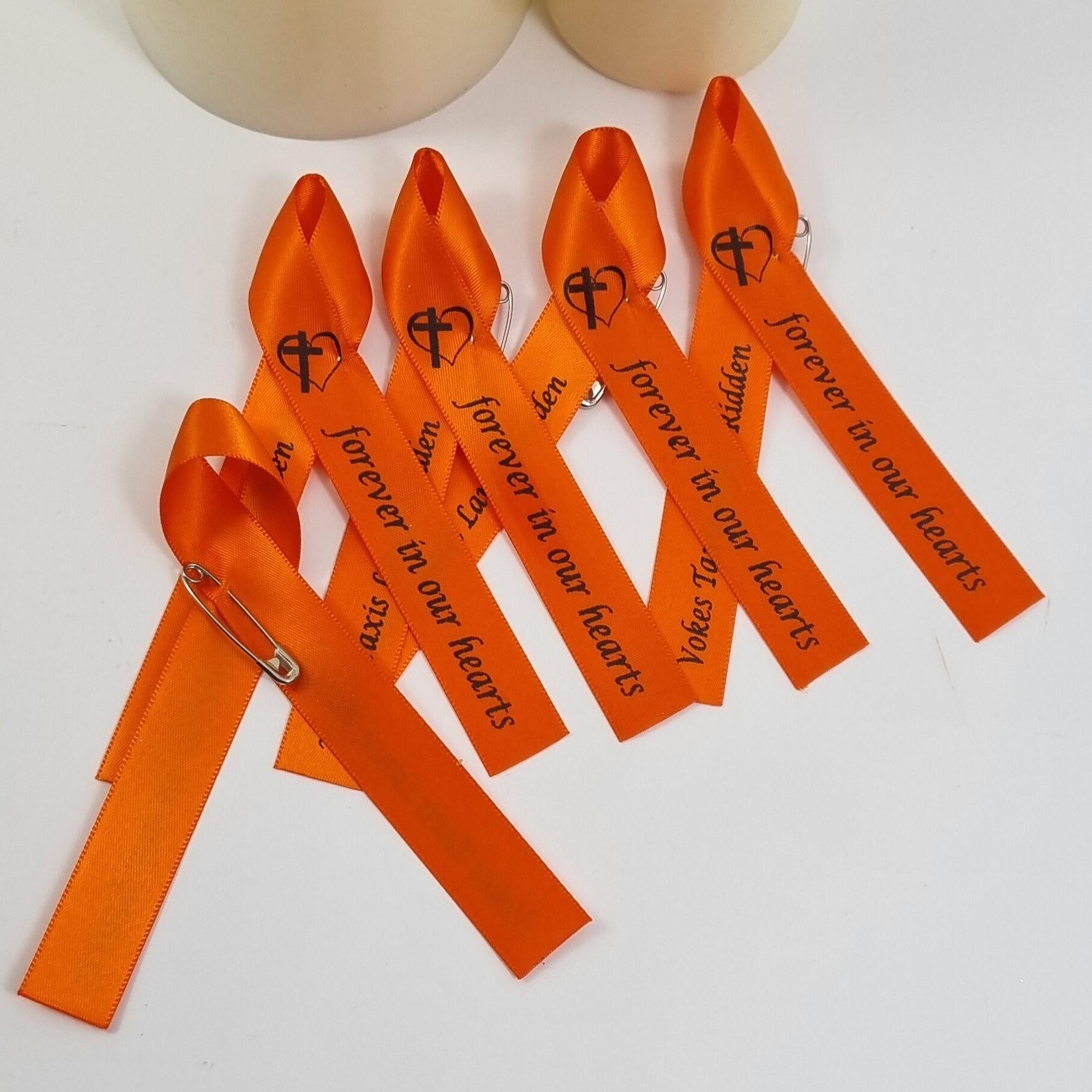 Double Hearts Or Any Artwork. Any Colour Personalised Funeral Ribbons ...