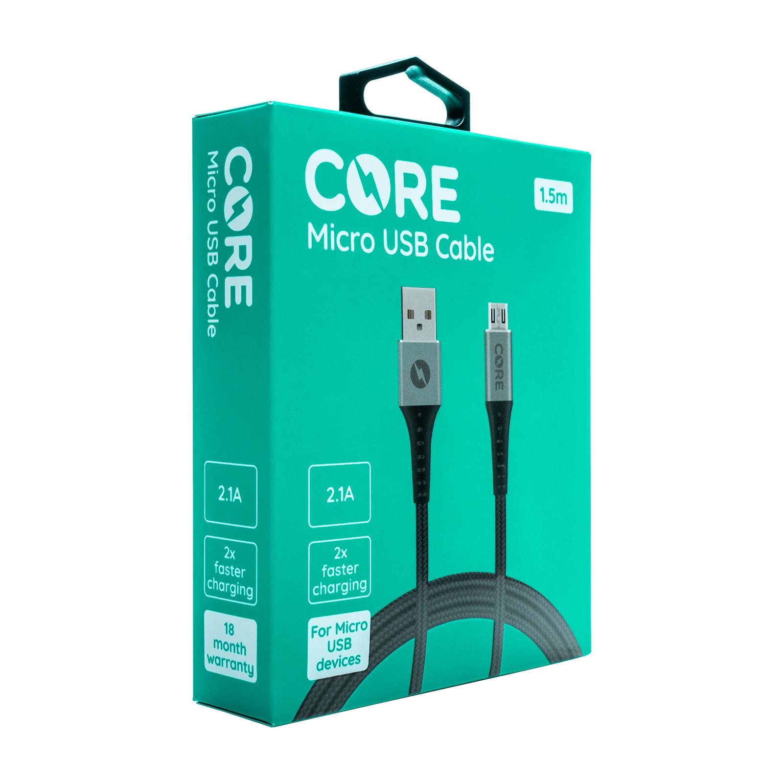 CORE Braided Micro USB Cable Grey