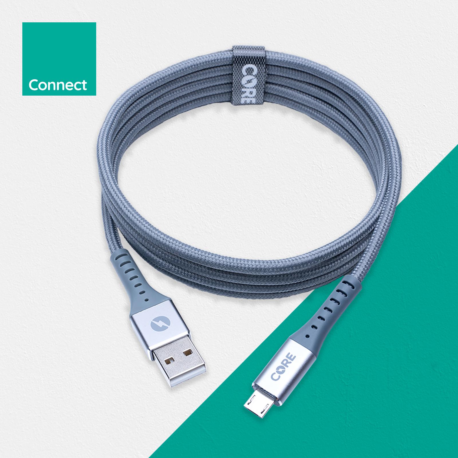 CORE Braided Micro USB Cable Grey