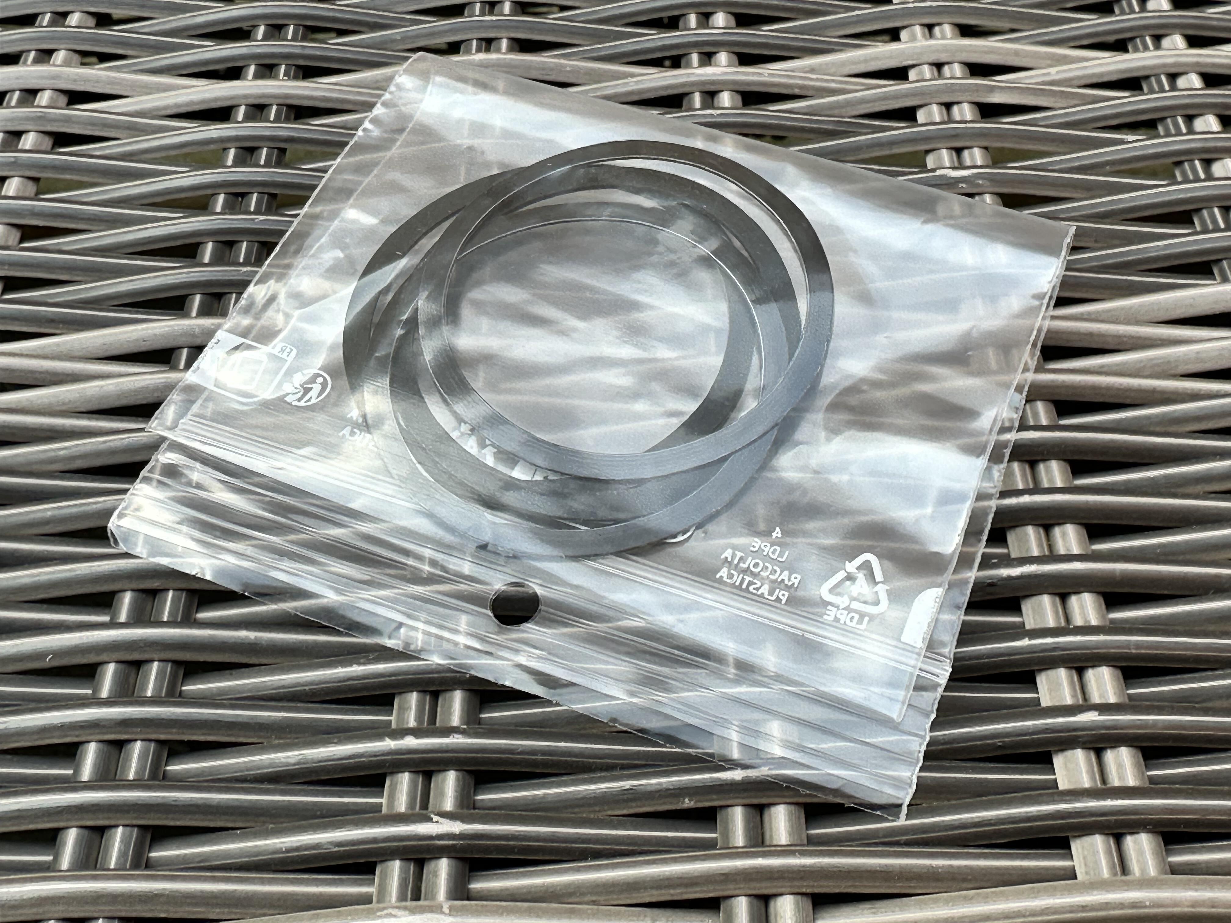 Silicone shower screen gasket set - 48mm ID (0.5mm and 1.0mm thick)