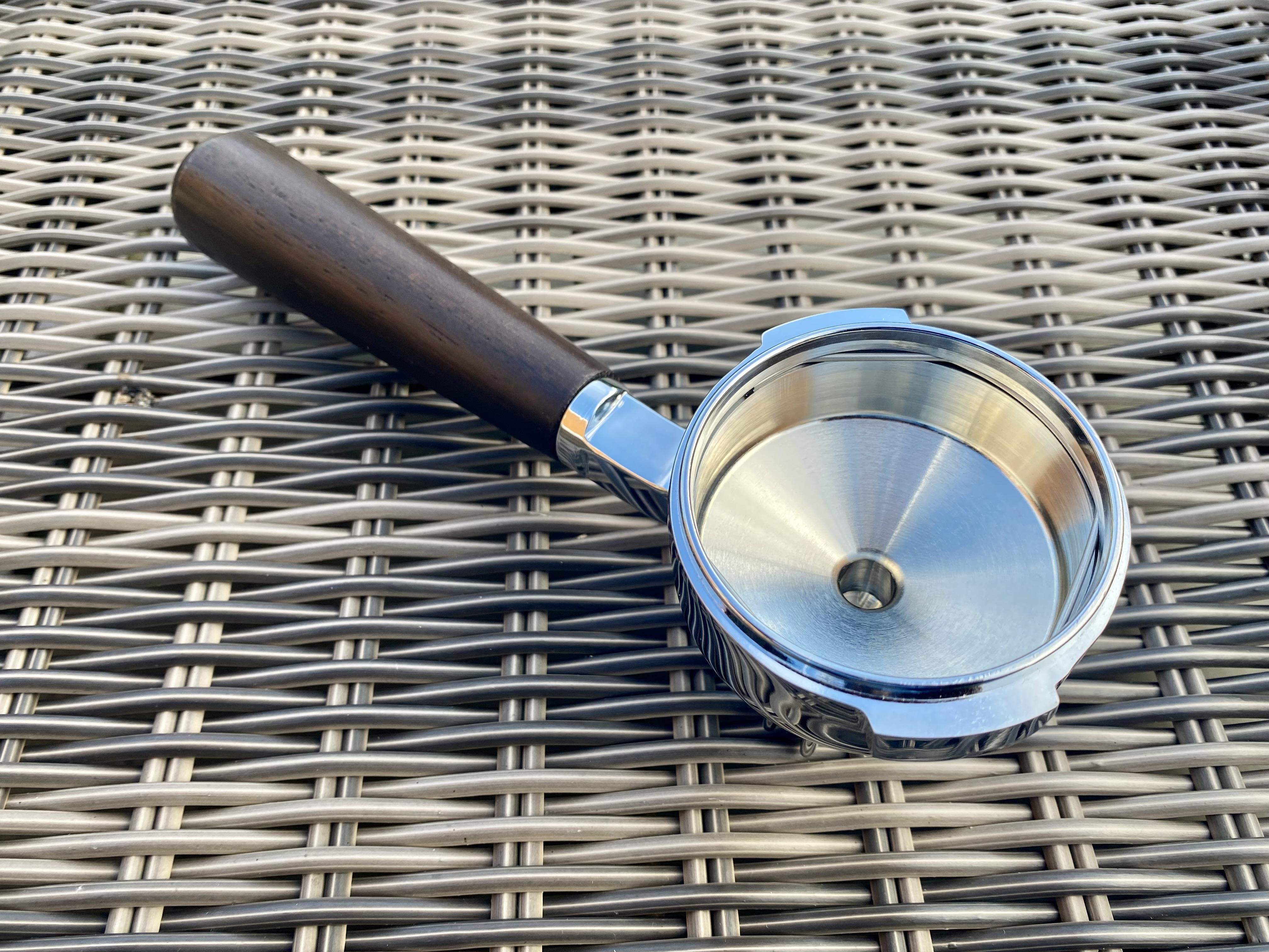 Spouted Portafilter with wenge wooden handle (smooth) - for Gaggia ...