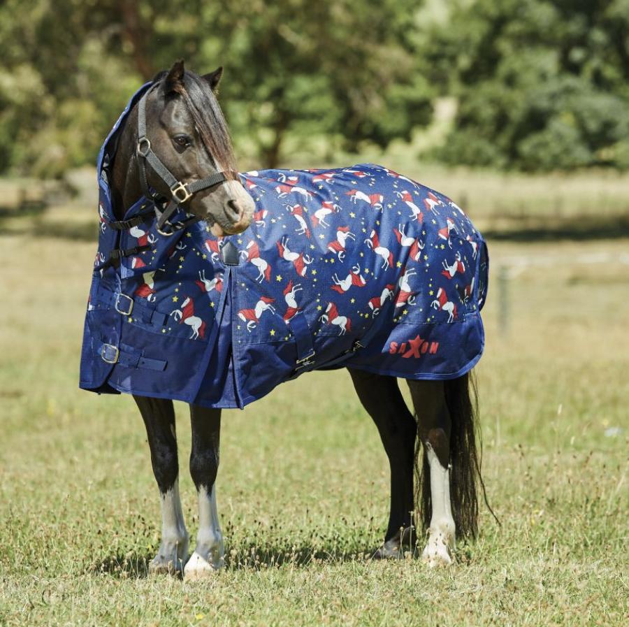SAXON 600D PONY COMBO NECK MEDIUM UNICORN PRINT TURNOUT RUG 3’0” - 5’9”